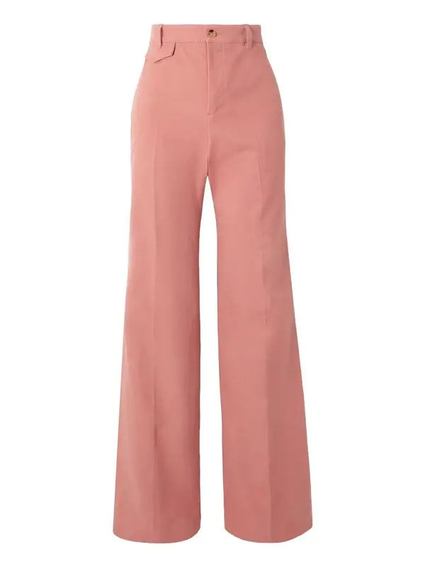 Chloé Organic Cotton-canvas Wide-leg Trousers - Pink