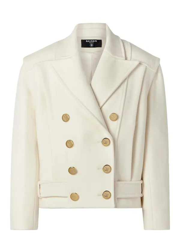 Balmain Double-breasted Wool And Cashmere-blend Felt Jacket - White