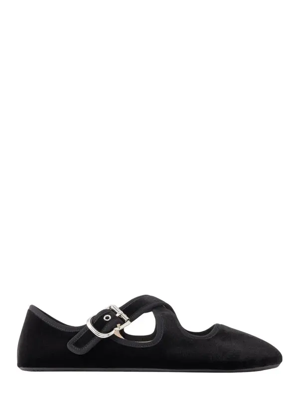 Alaïa Criss Cross Velvet Ballet Flats - Black