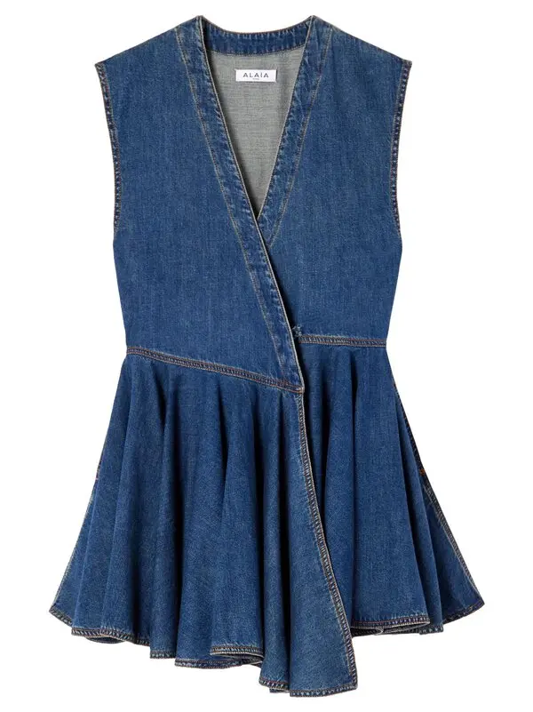 Alaïa Asymmetric Wrap-effect Mini Dress - Blue