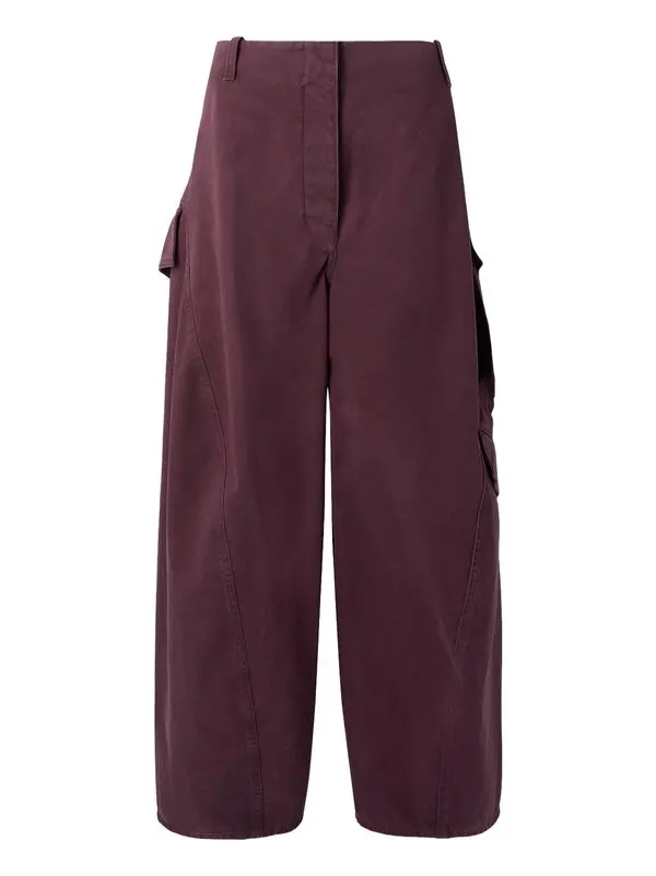 Alaïa Cotton-twill Barrel-leg Cargo Trousers - Burgundy