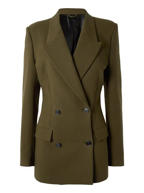 Alaïa Double-breasted Cotton-twill Blazer - Green