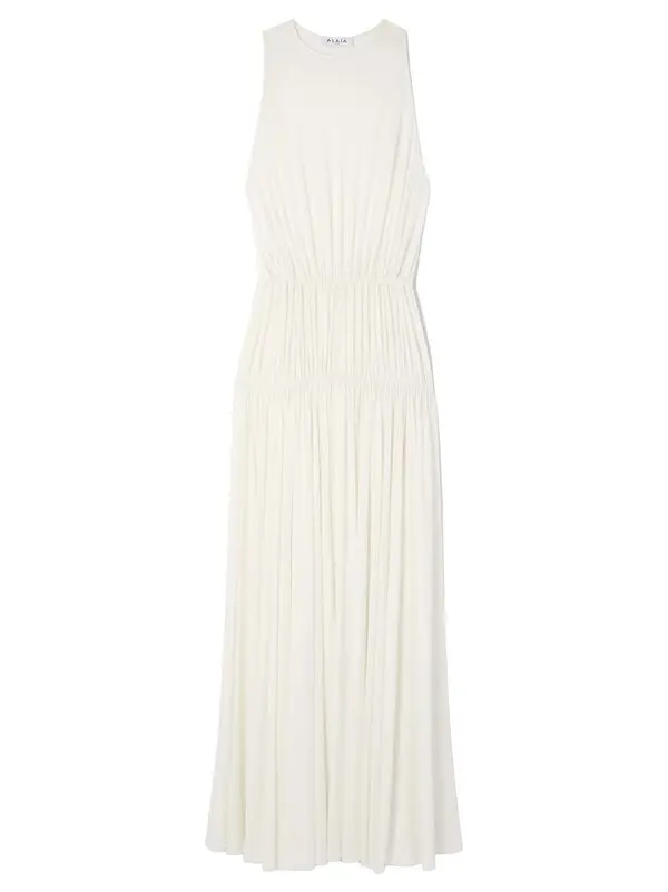 Alaïa Gathered Jersey Maxi Dress - Off-white