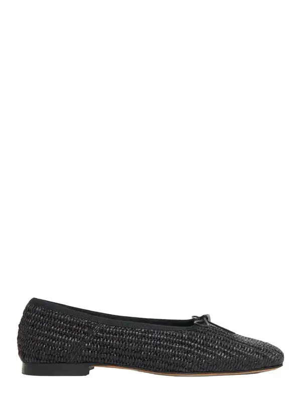 MANSUR GAVRIEL Square-toe Raffia Ballerinas - Black