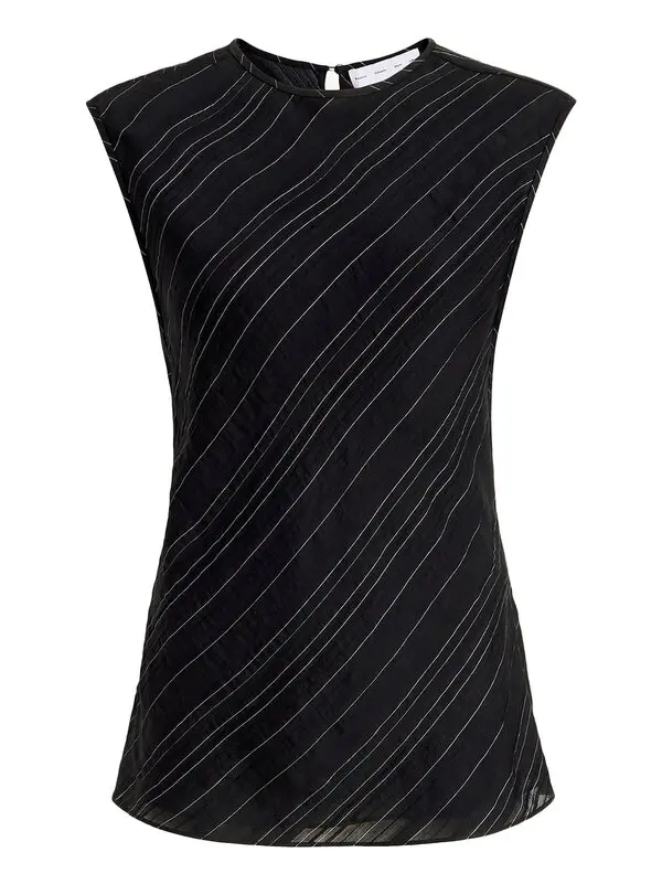 Proenza Schouler White Label Sleeveless Striped Top - Black,chalk