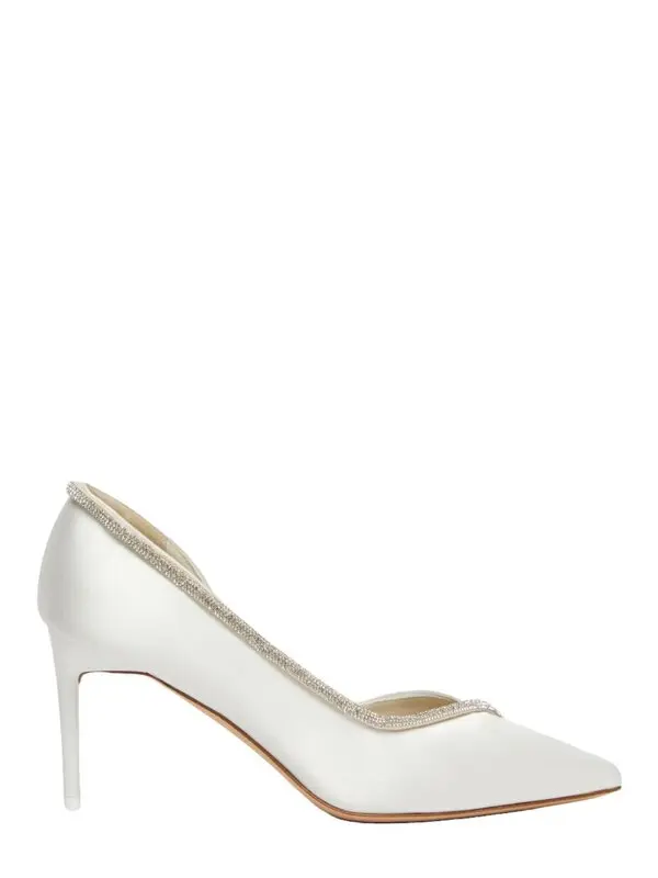 Max Mara Crystal-adorned Satin D'orsay Court Shoes - Ivory