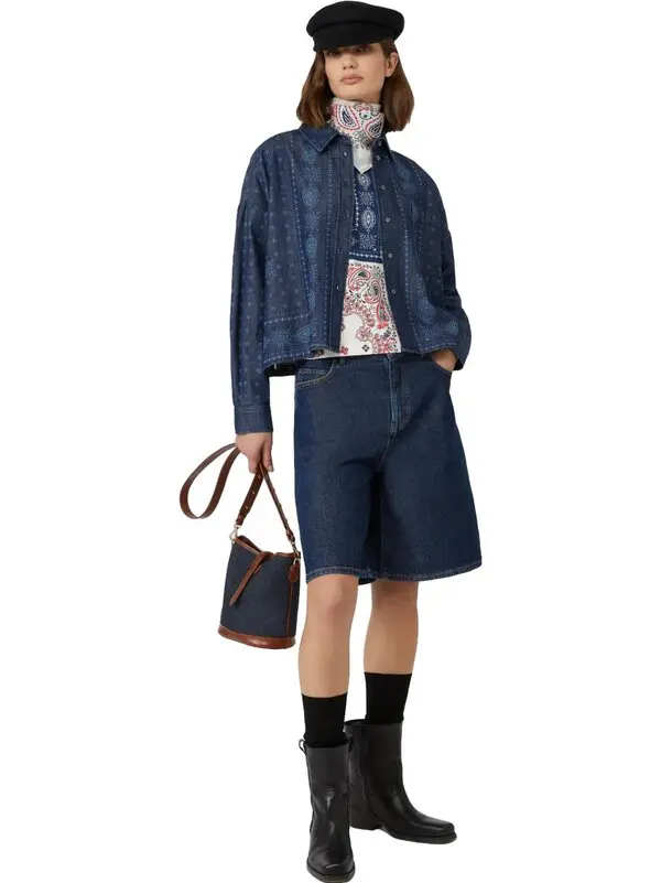 Max Mara Laser-cut Denim Shirt - Navy