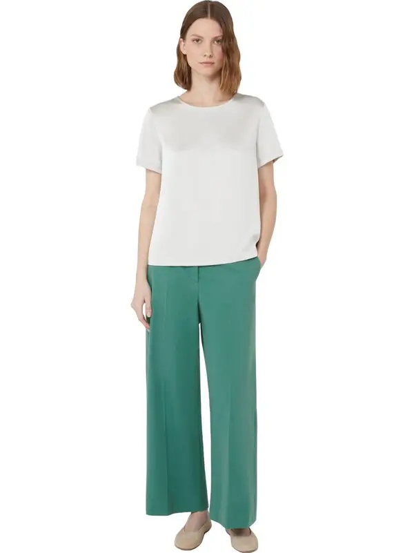 Max Mara Cotton Satin Cropped Trousers - Green