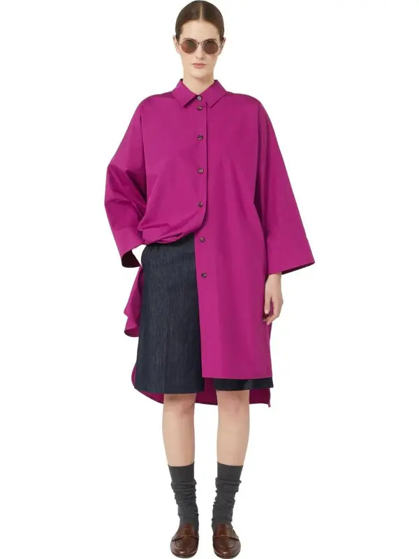 Max Mara Cotton Poplin Shirt Dress - Plum