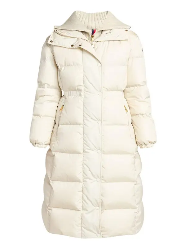 Moncler Chamer Long Hooded Down Coat With Detachable Dickey - Ltbeig