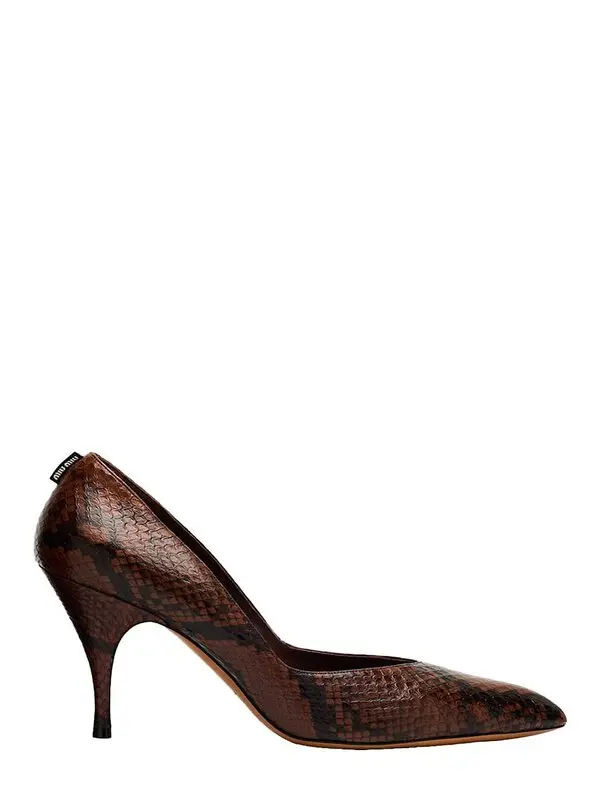Miu Miu Python-printed Leather Pumps - Tabacco