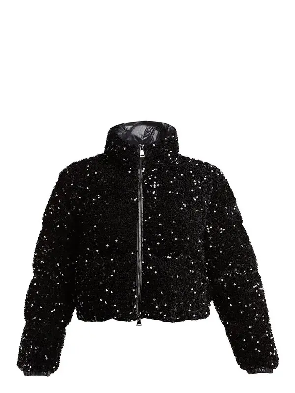 Moncler Louvi Sequined Short Down Jacket - Black