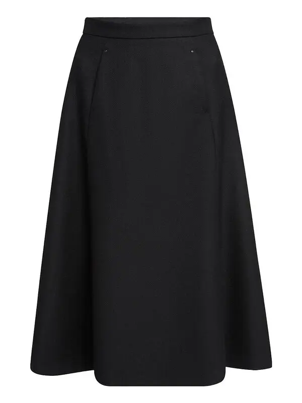 Moncler Circle-cut Wool Midi Skirt - Black