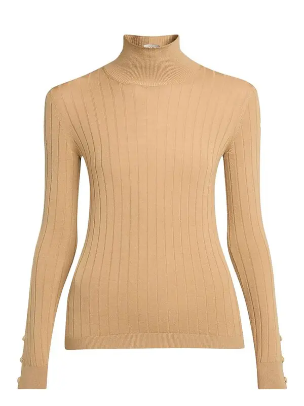 Moncler Ribbed Wool-cashmere Turtleneck Sweater - Beige