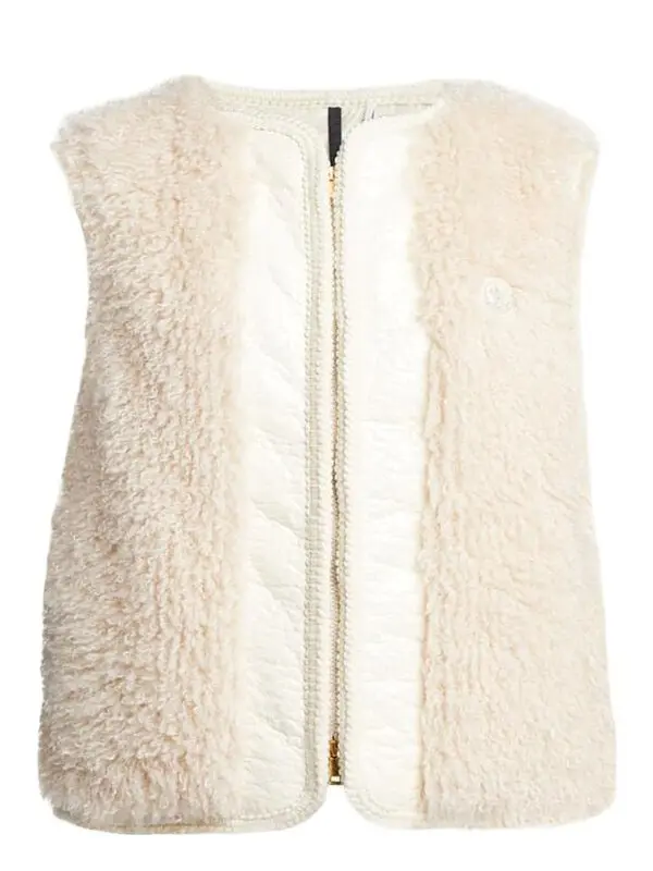 Moncler Tournel Faux Fur Zip Vest - Light Beige