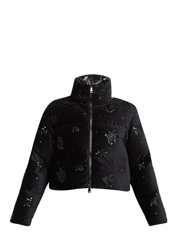 Moncler Nelles Embellished Down Puffer Jacket - Black