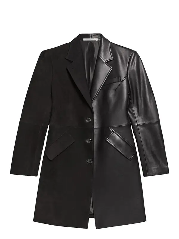 Helmut Lang Sculpted Leather Apex Coat - Black