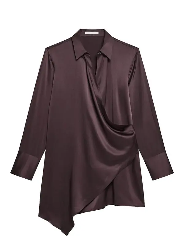 Helmut Lang Silk Wrap Shirtdress - Dark Plum - Hhd