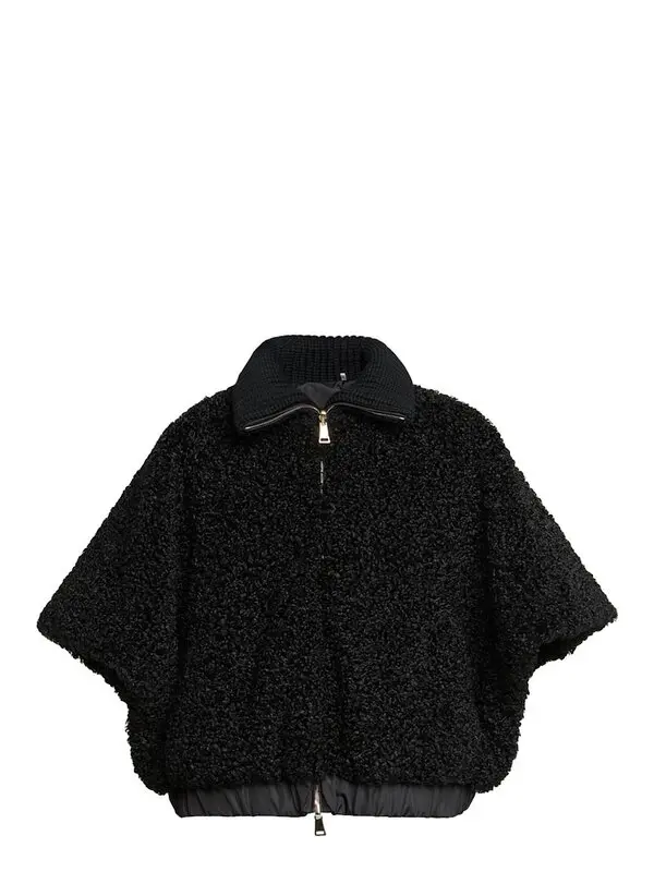 Moncler Reversible Faux Fur Cape - Black