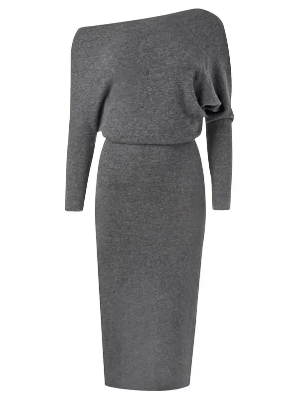 Altuzarra Kasos One-shoulder Cashmere Midi Dress - Jet Mel.