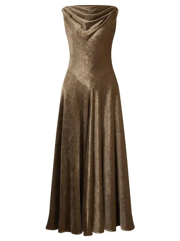 Altuzarra Drina Cowl-neck Velvet Gown - Clove