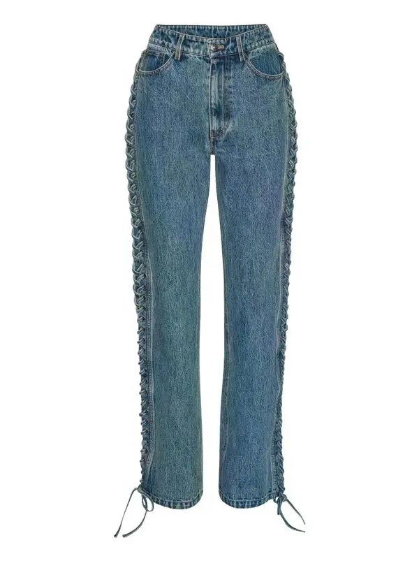 ROTATE BY BIRGER CHRISTENSEN Laced Straight Leg Jeans - Blue