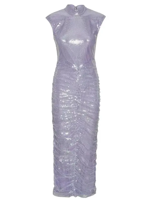 Remain Birger Christensen Sequin High-neck Midi Dress - Purple