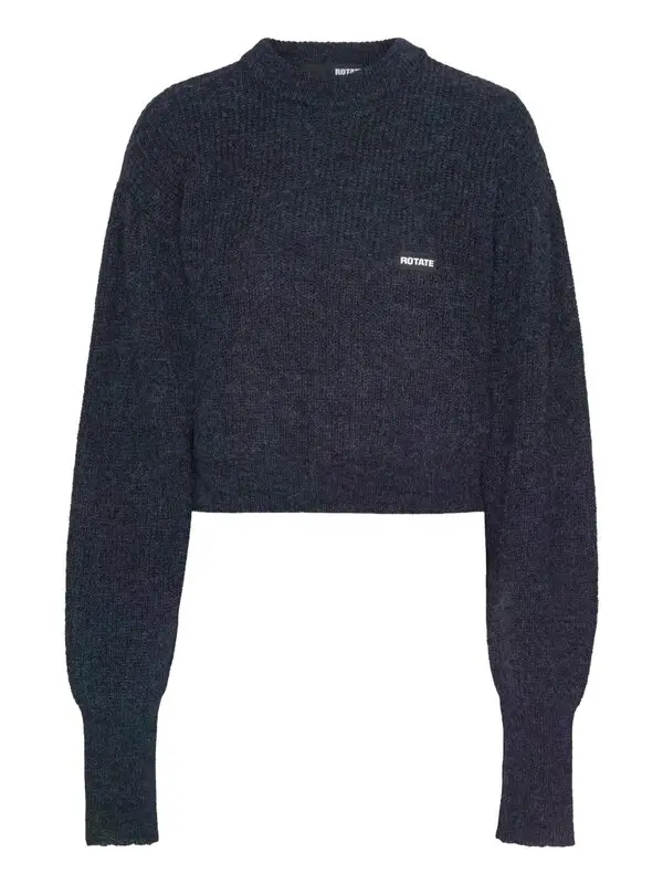 ROTATE BY BIRGER CHRISTENSEN Cuffed-sleeve Crewneck Sweater - Blue