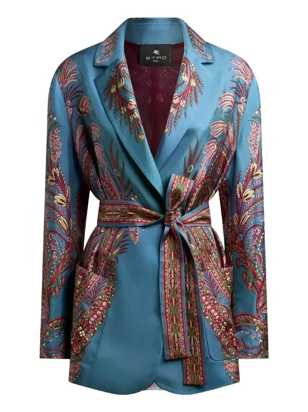 Etro Paisley-print Silk Jacket - Blue