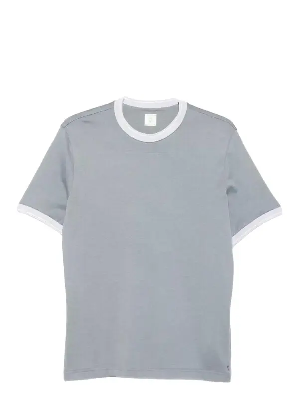 Eleventy Crew-neck Contrast-trim T-shirt - Blue