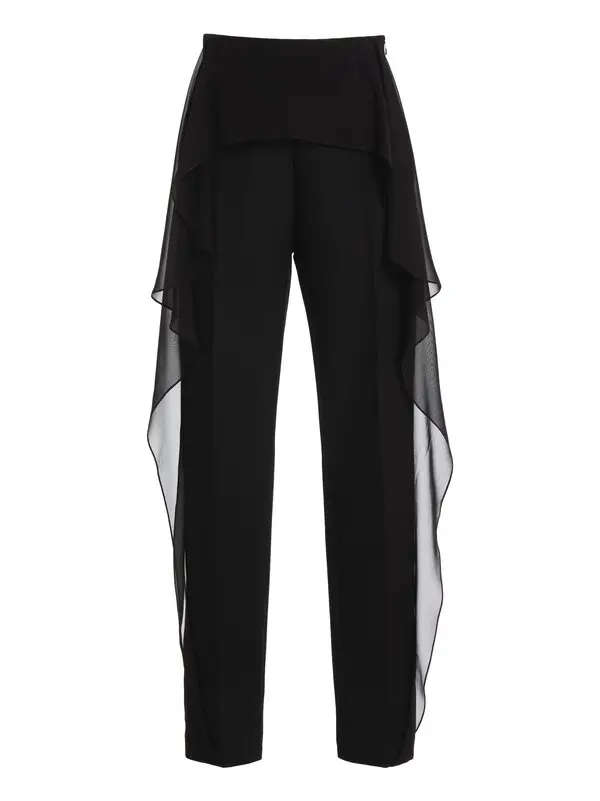 LANVIN Ruffled Wool Pants - Black