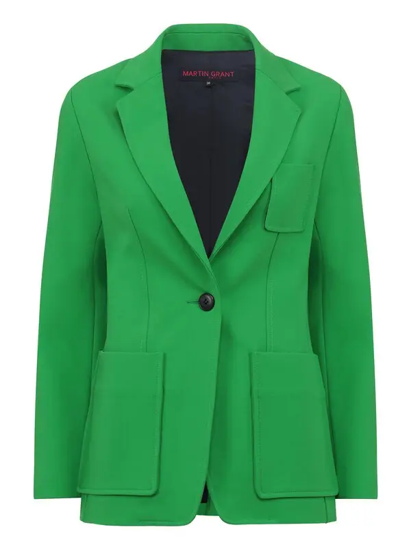 Martin Grant Notched Lapel Multi-pocket Blazer - Green
