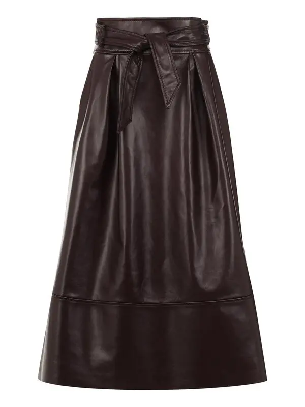 Martin Grant Leather A-line Midi Skirt - Brown