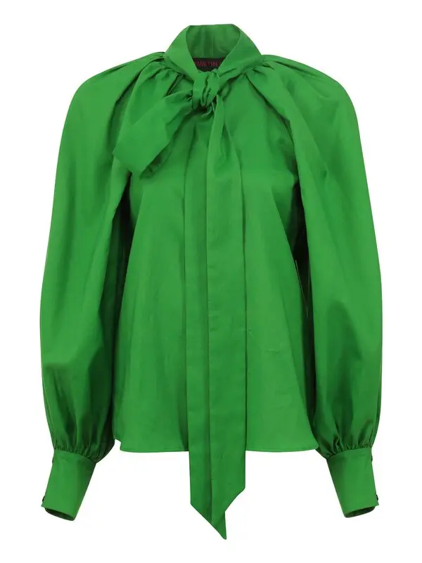 Martin Grant Balloon Sleeve Cotton Top - Green