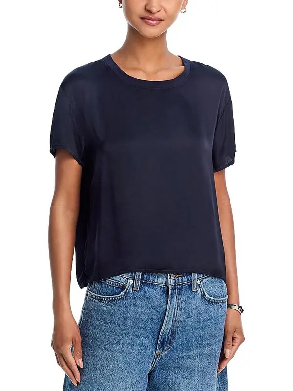 PERFECTWHITETEE Delphine Satin Tee - Navy