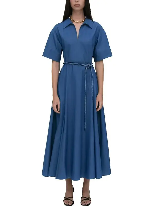 Rosetta Getty Slit Front Caftan Shirt Dress - Blue