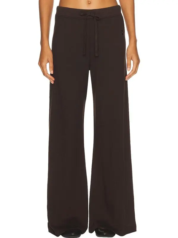 Eterne Drawstring Lightweight French Terry Wide Leg Sweatpant - Espresso