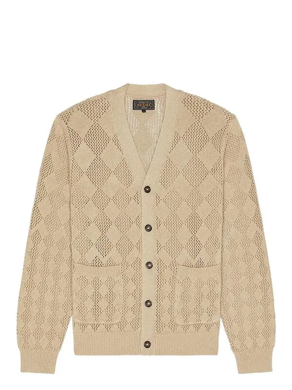 BEAMS Diamond Mesh Cardigan - Beige