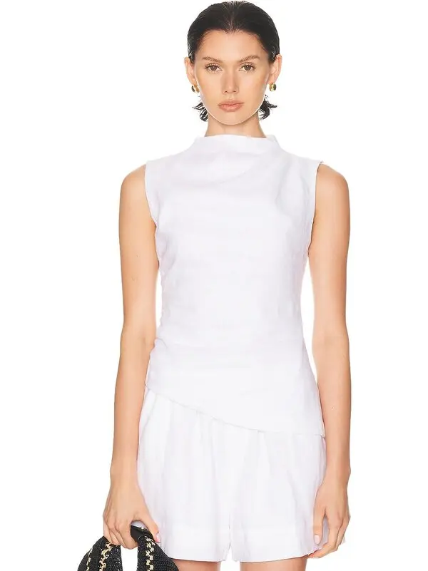 AEXAE Linen Ruched Top - White