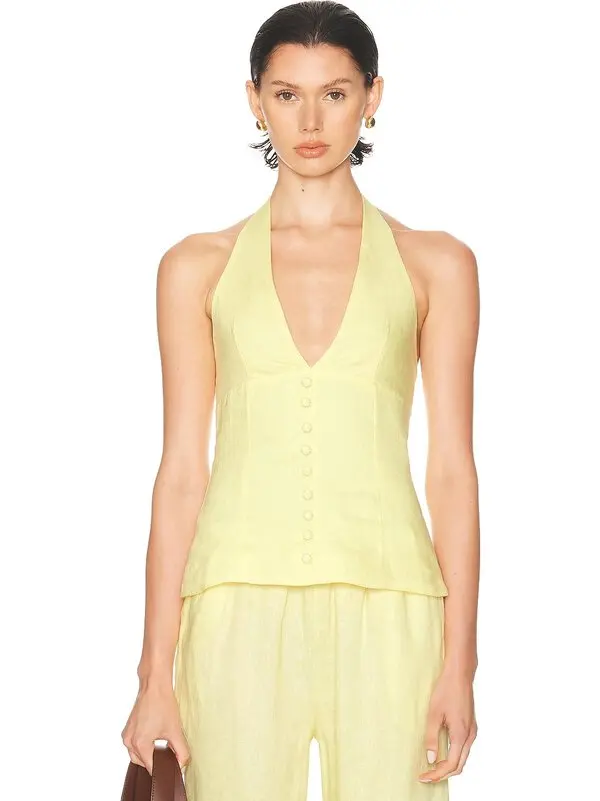 AEXAE X Revolve Halter Top - Butter Yellow