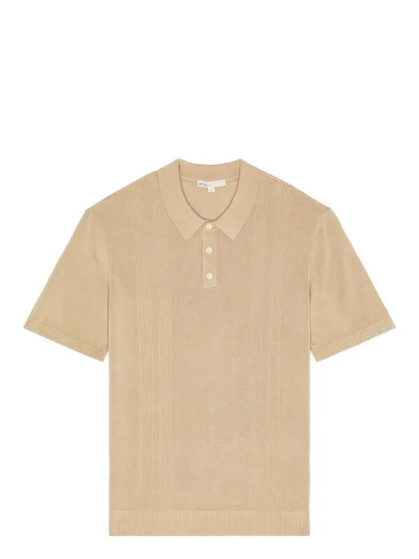 Onia Silk Ribbed Knit Polo In Brown - Tan