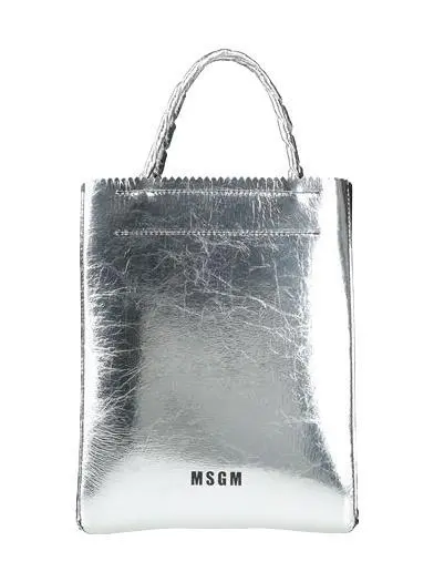MSGM Leather Shopper Bag - Silver