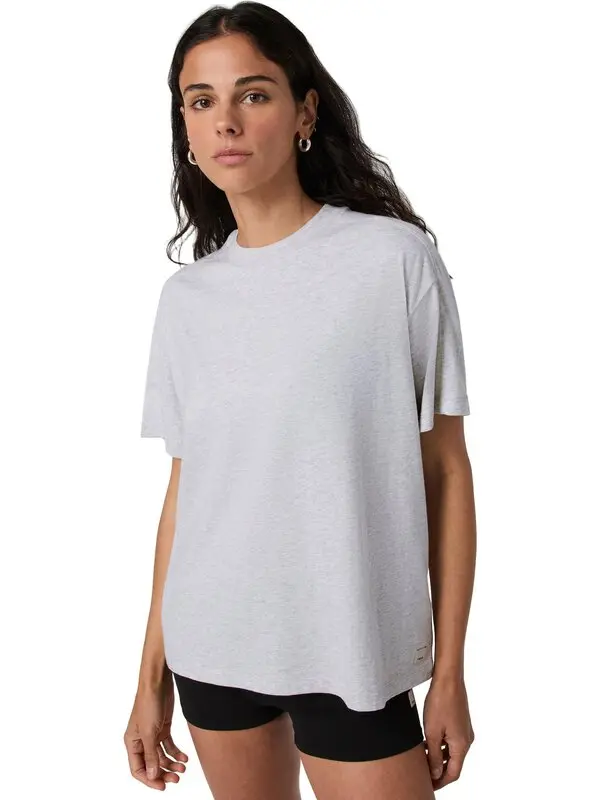 Vuori Short Sleeve Heavyweight Oversized Cotton T-shirt - Pale Grey Heather