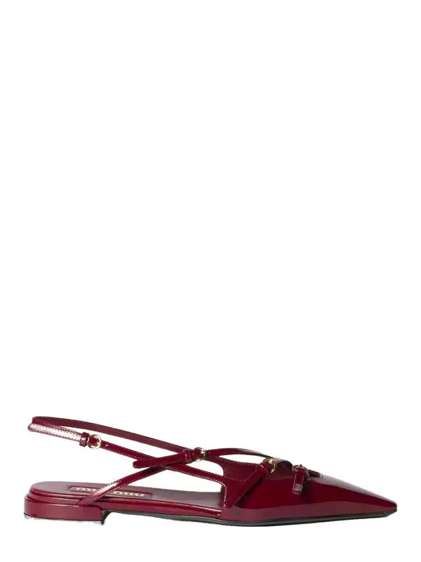 Miu Miu Patent-leather Slingback Flat Pumps - Red