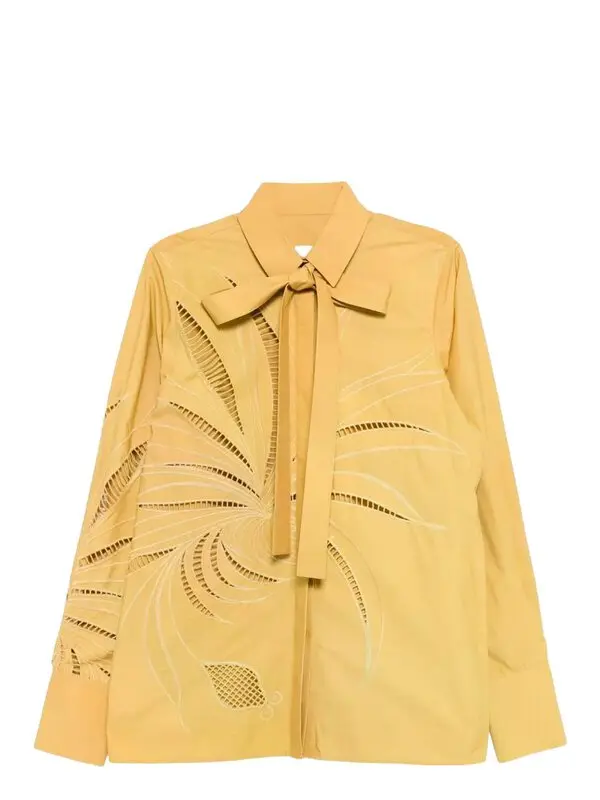 Elie Saab Embroidered Cotton Shirt - Yellow