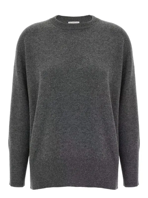 Brunello Cucinelli Monile Cashmere Crew-neck Sweater - Grey
