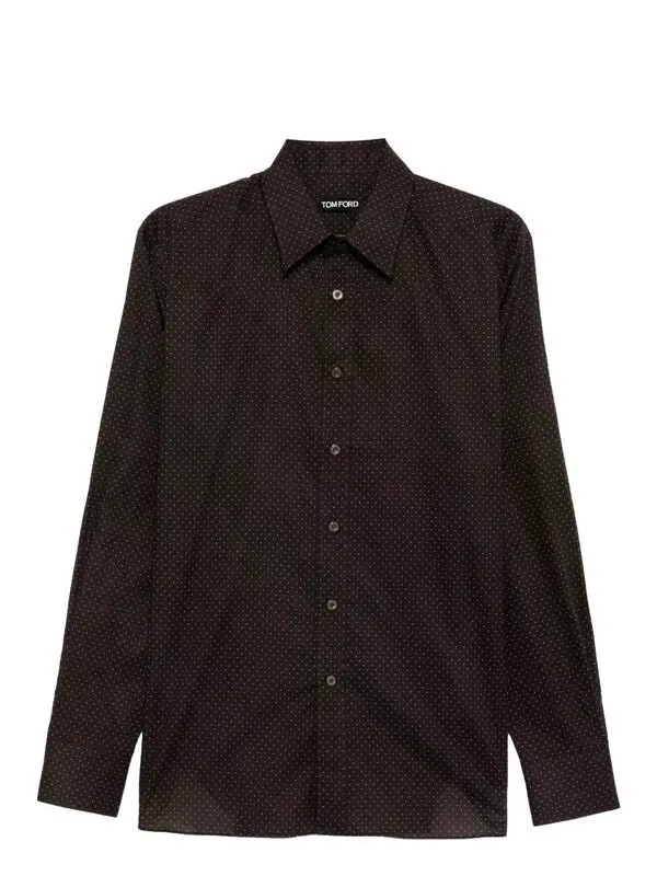 TOM FORD Polka-dot Cotton Shirt - Brown