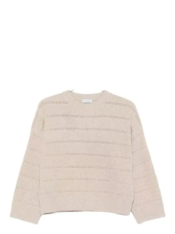 Brunello Cucinelli Striped Open-knit Sweater - Neutrals