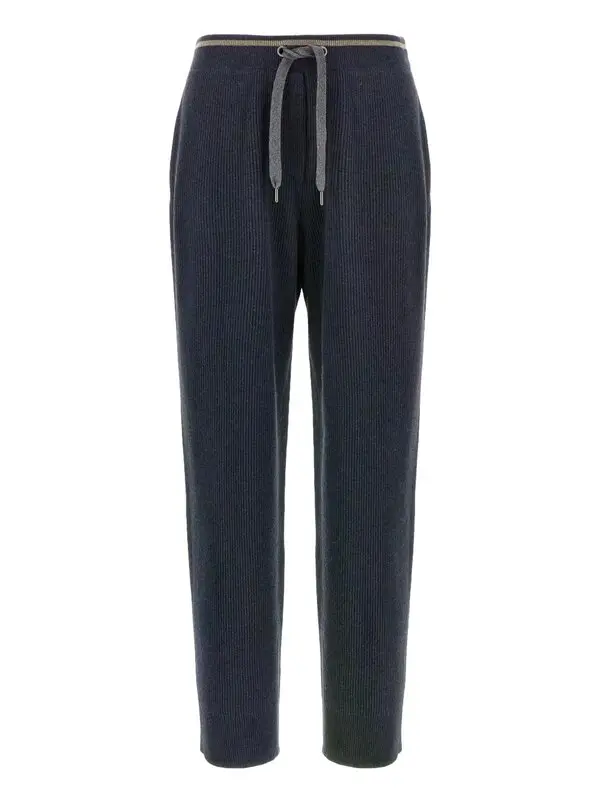 Brunello Cucinelli Ribbed Drawstring Track Pants - Blue