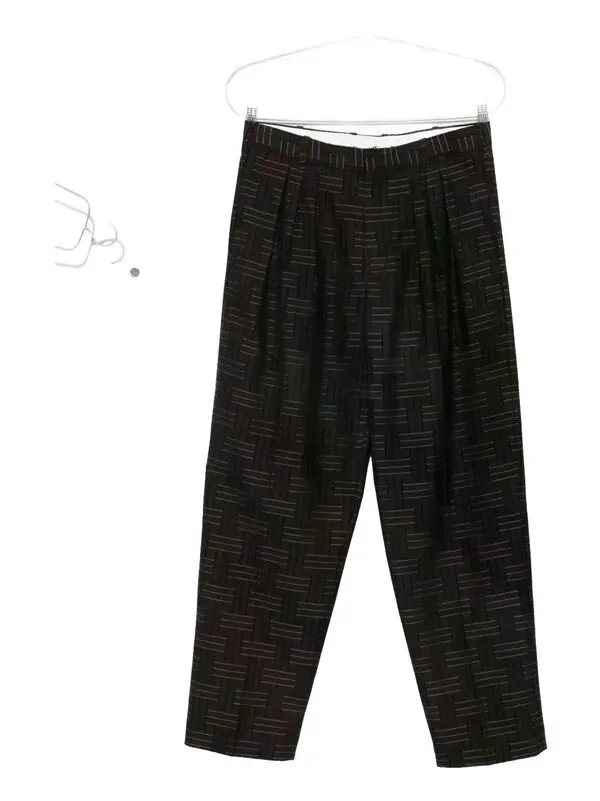Kenzo Pleated Patterned Straight-leg Trousers - Brown